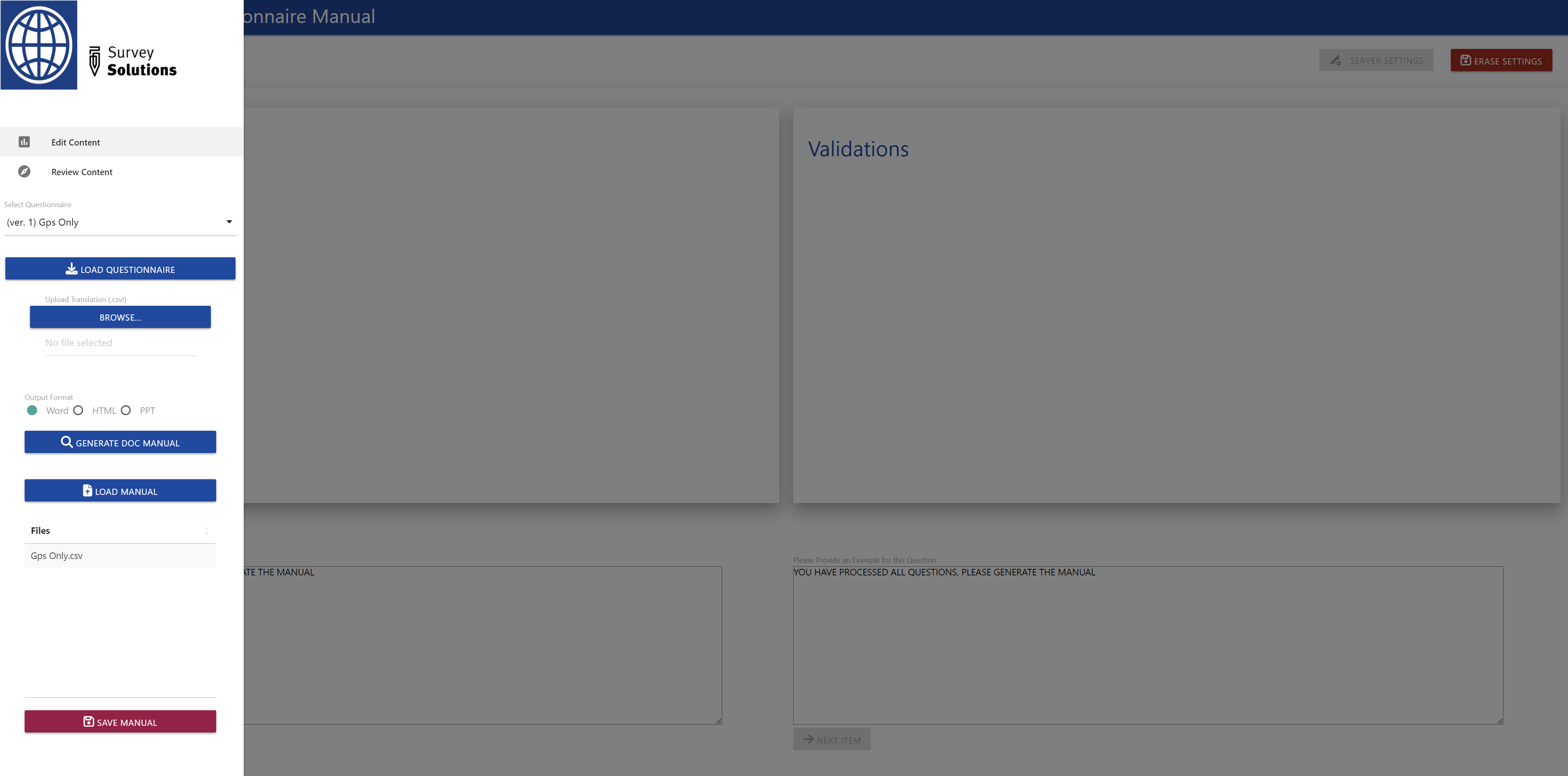 Using the Questionnaire Manual Application Interactively • susoquestionnairemanual